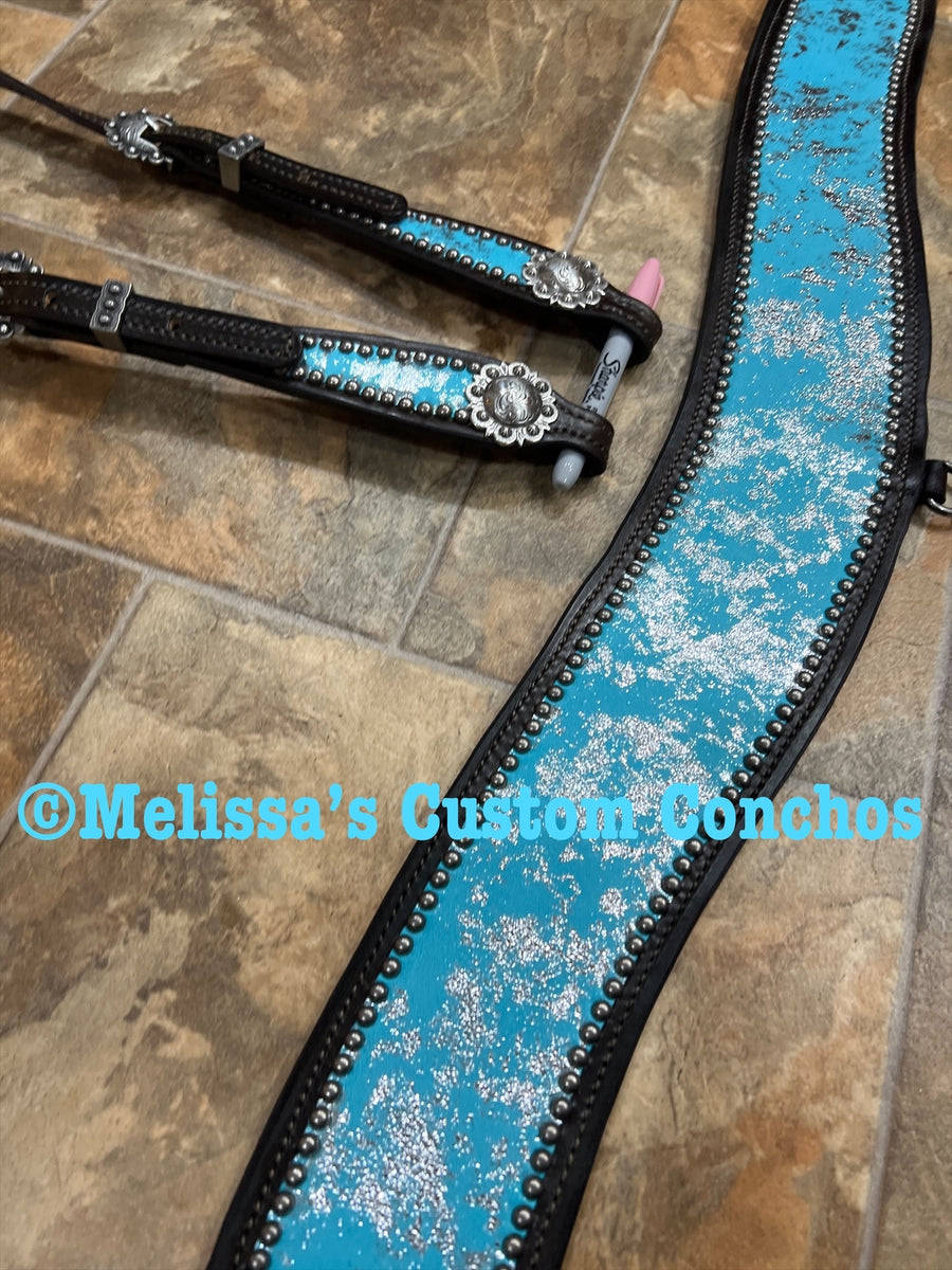 Turquoise Splash Tripping Collar Set – Melissa’s Custom Conchos