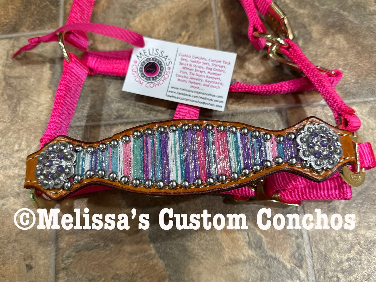 Multi Color Striped Mini Bronc Halter – Melissa’s Custom Conchos