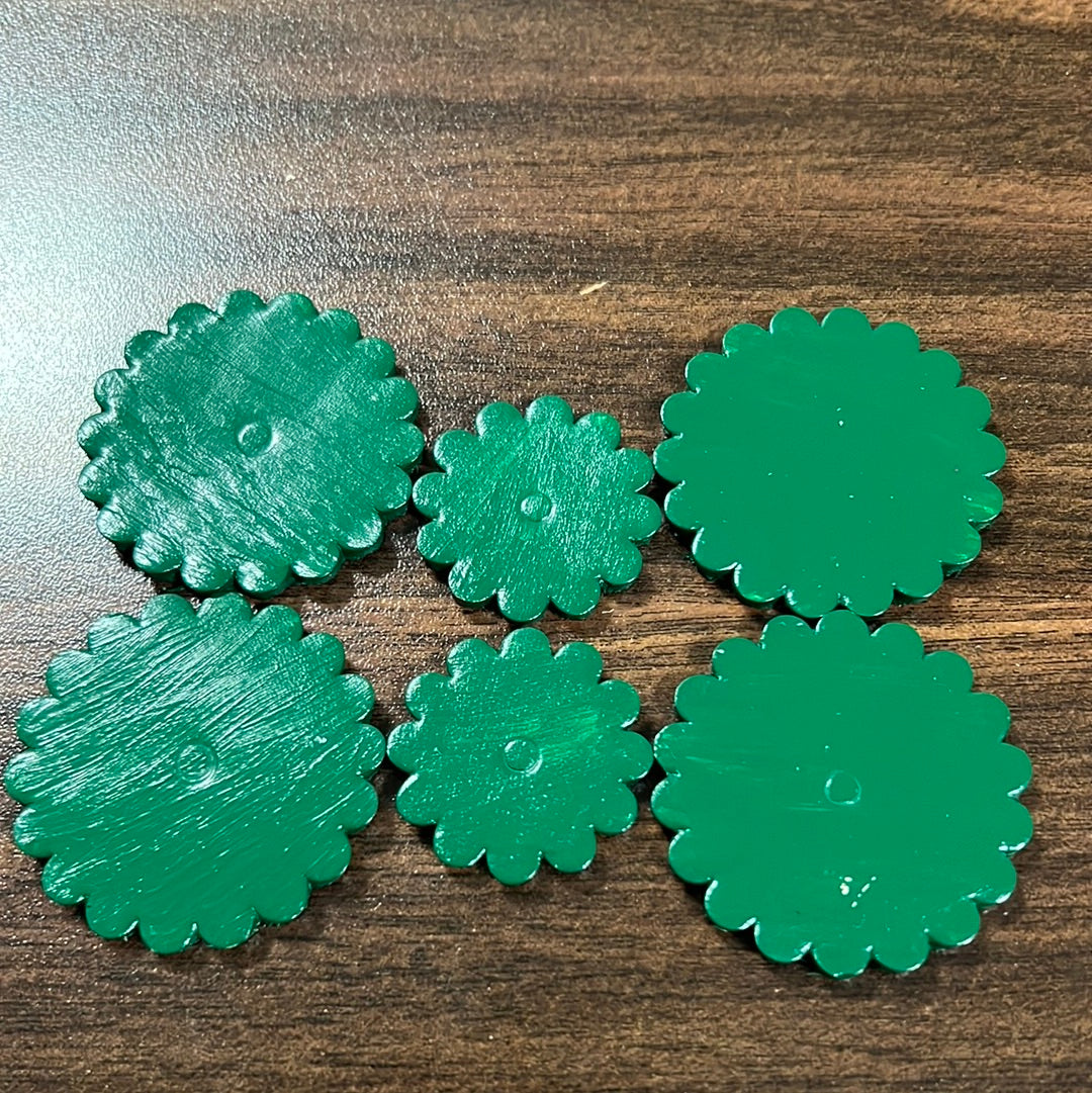 Green leather conchos – Melissa’s Custom Conchos