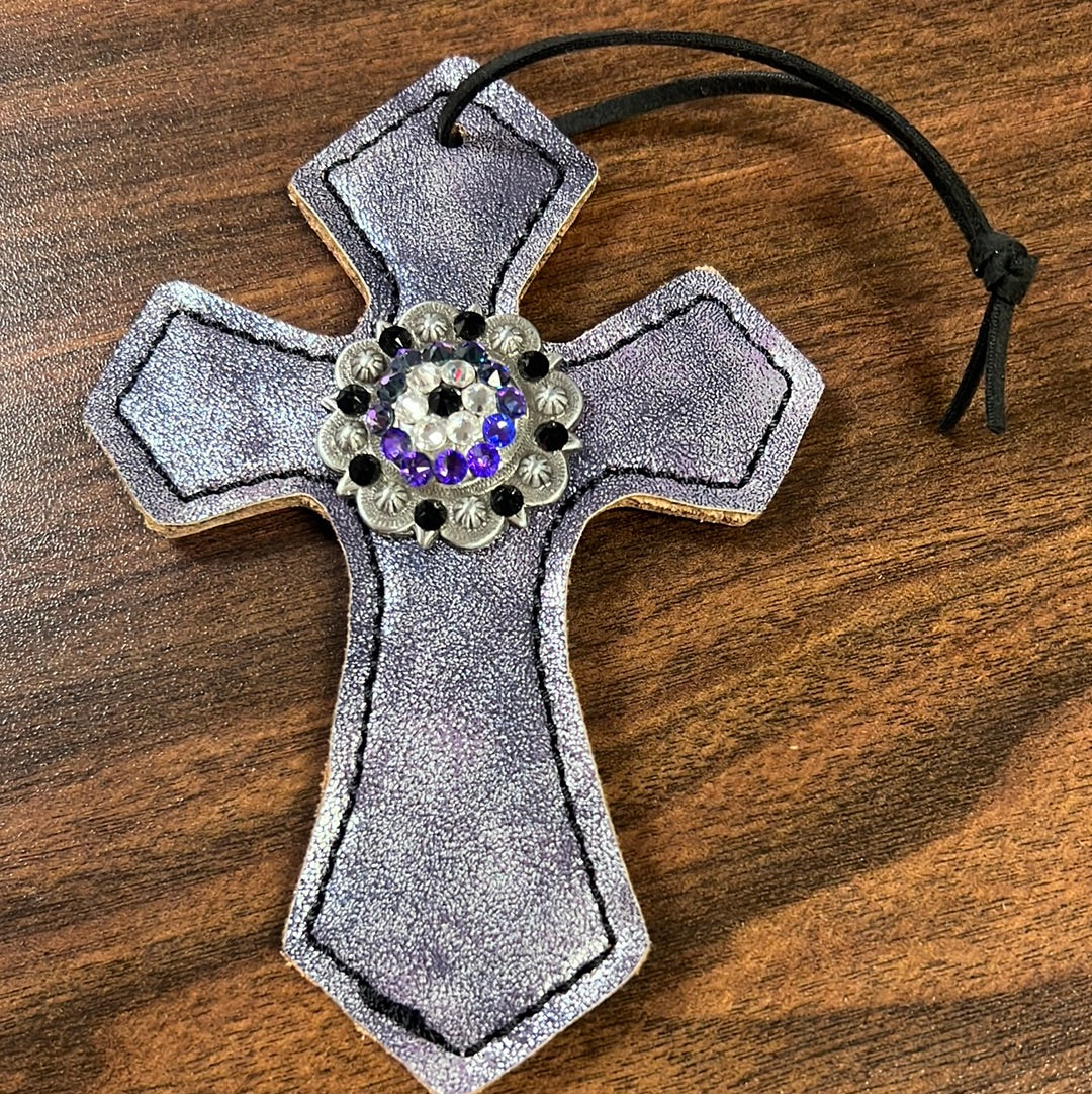 Purple/Silver Saddle Cross – Melissa’s Custom Conchos