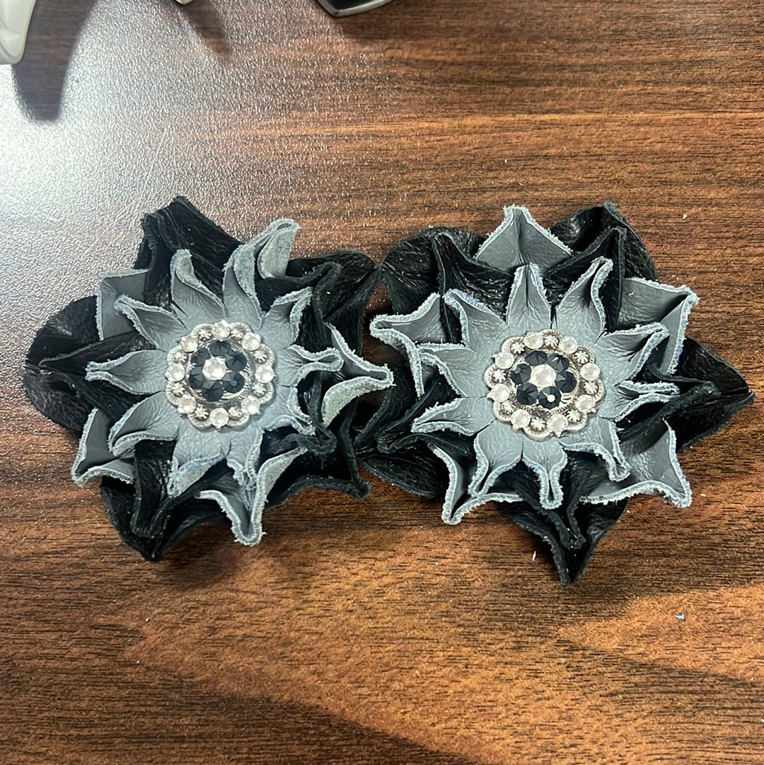 Gray and Black Flowers – Melissa’s Custom Conchos