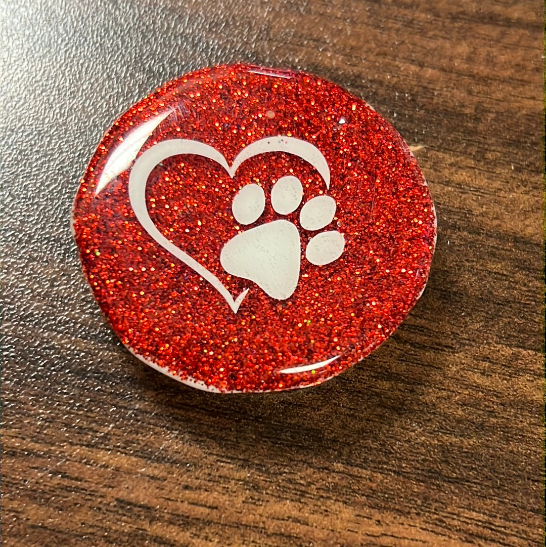 Red Heart & Paw Print Pop Socket – Melissa’s Custom Conchos