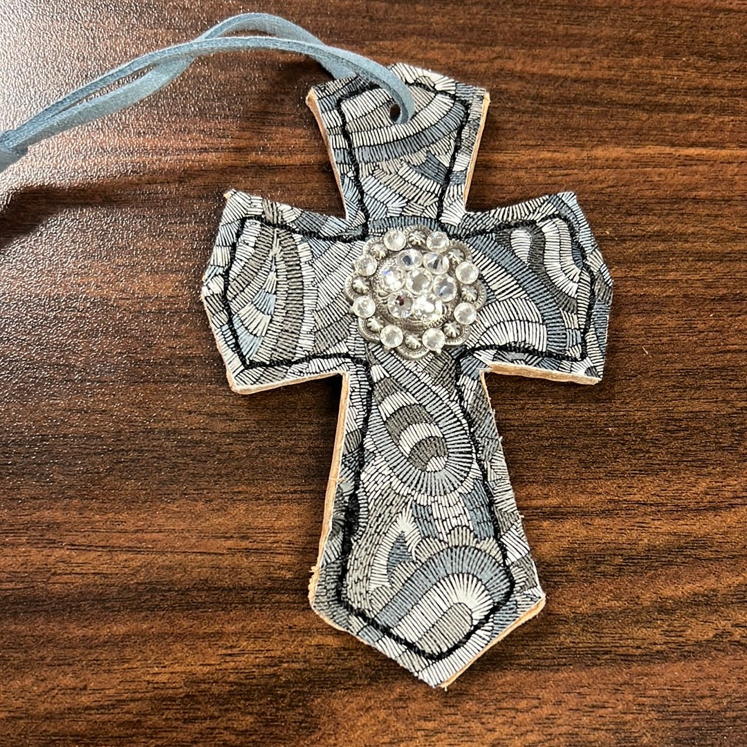 Navy Paisley Saddle Cross – Melissa’s Custom Conchos