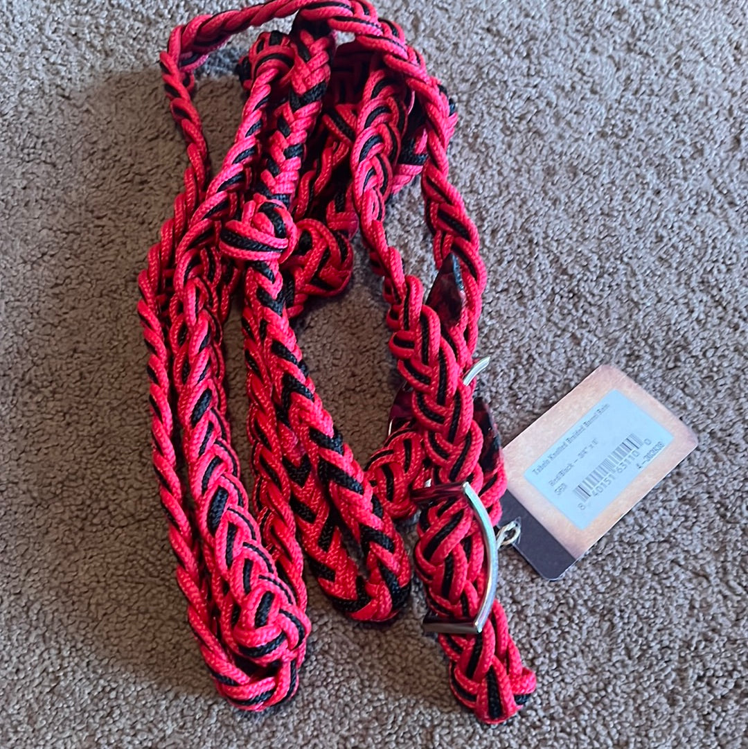 Red/Black Barrel Reins – Melissa’s Custom Conchos