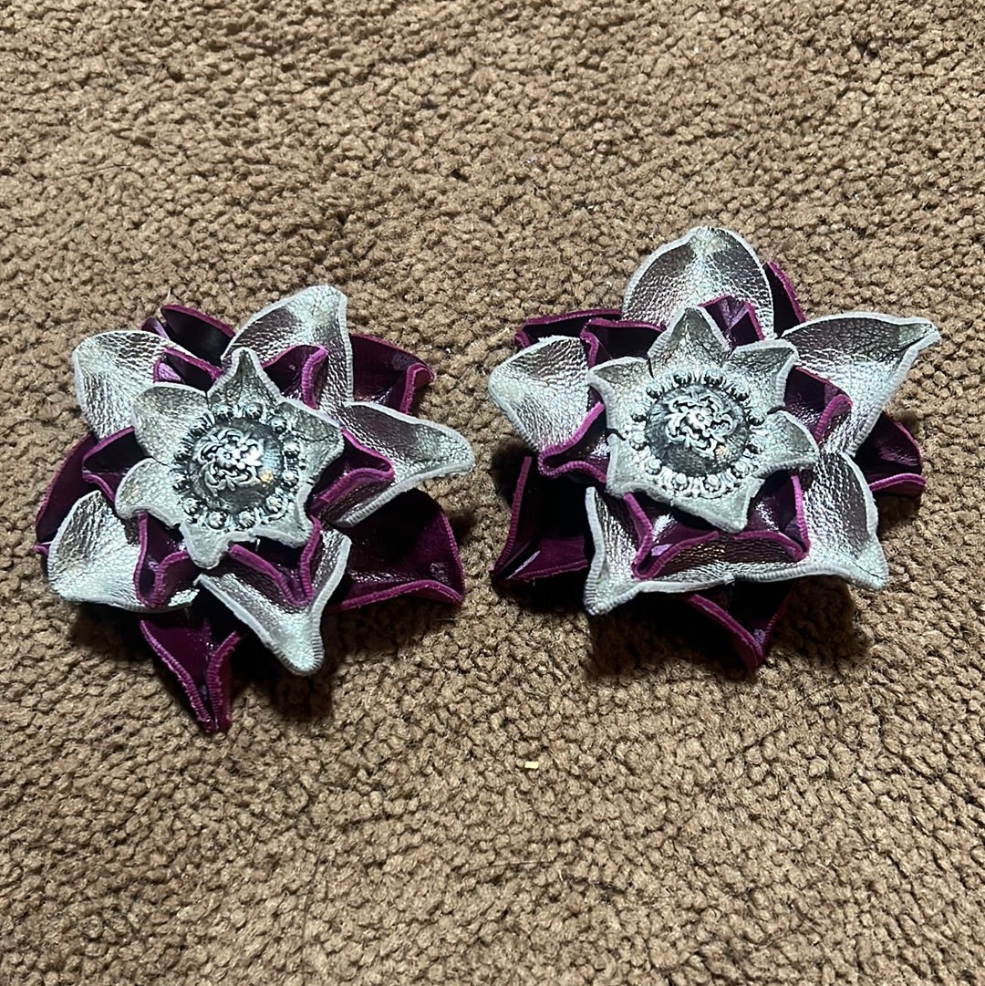 Purple and Silver Flowers – Melissa’s Custom Conchos