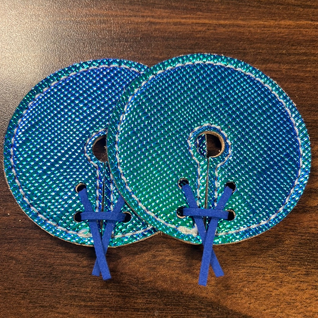 Blue Metallic Leather Bit Guards – Melissa’s Custom Conchos