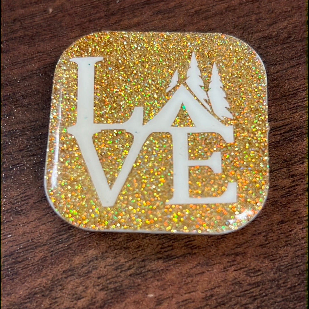 Gold Love Camping Pop Socket – Melissa’s Custom Conchos